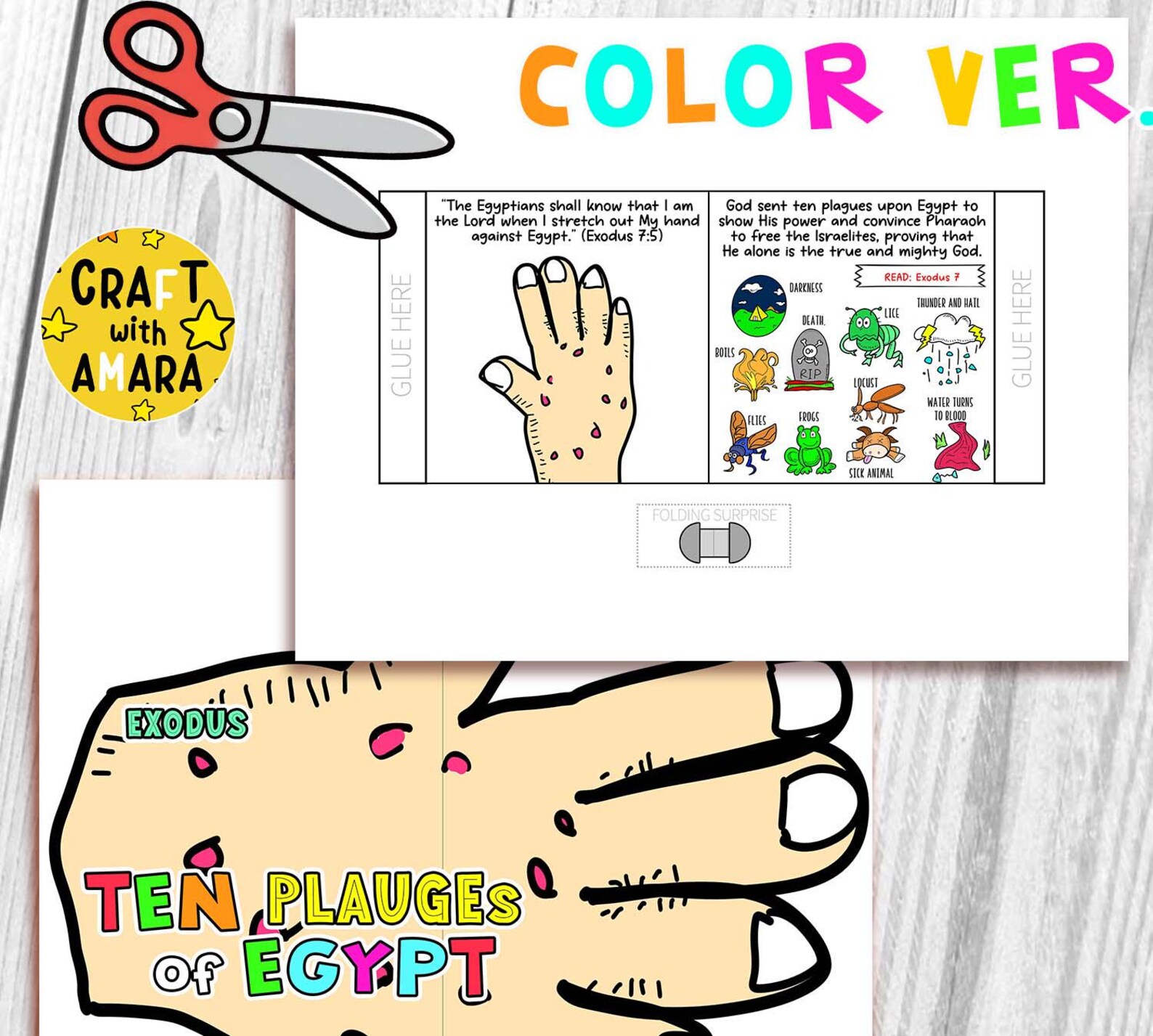 Ten Plagues of Egypt Easy Coloring Folding Surprise Bible Craft ...