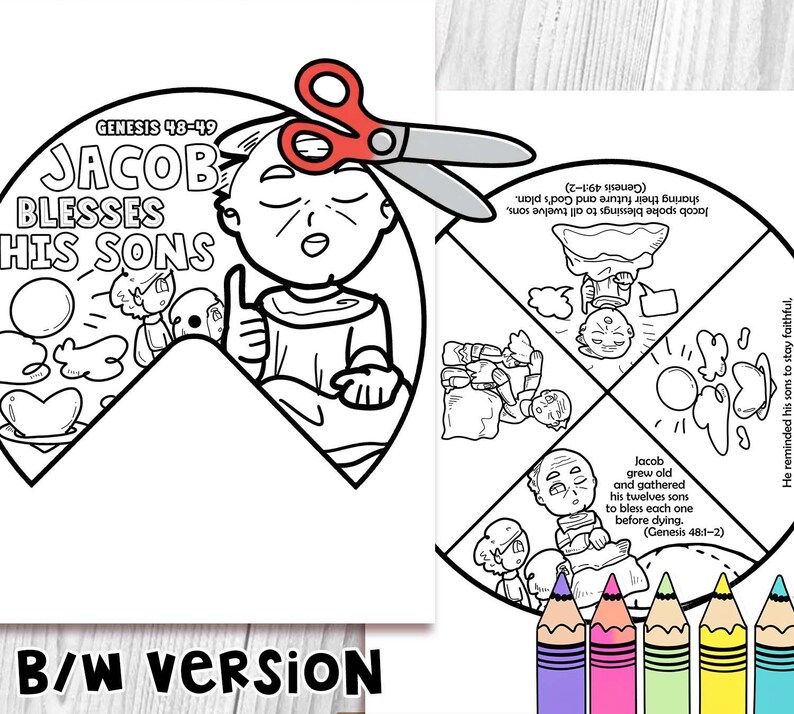 Jacob Blesses His Sons Spinner Coloring Wheel: Bible Lesson Activity ...