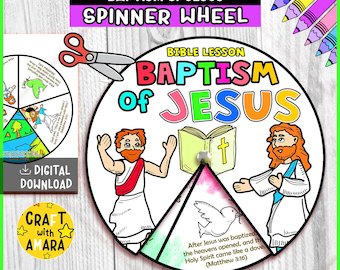 Baptism of Jesus Spinner Coloring Wheel, Bible Activity, Kids Bible ...