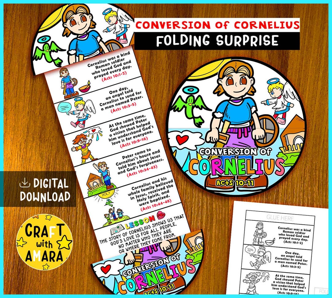 Conversion of Cornelius Folding Surprise Bible Craft, Bible Study ...