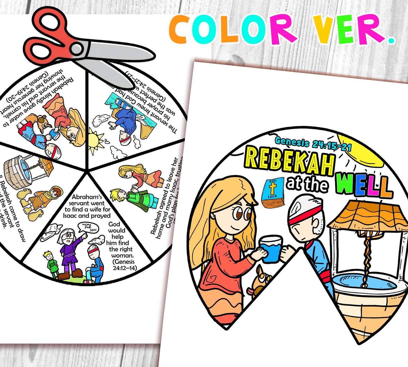 Rebekah at the Well Spinner Coloring Wheel Craft: Bible Lesson Study ...