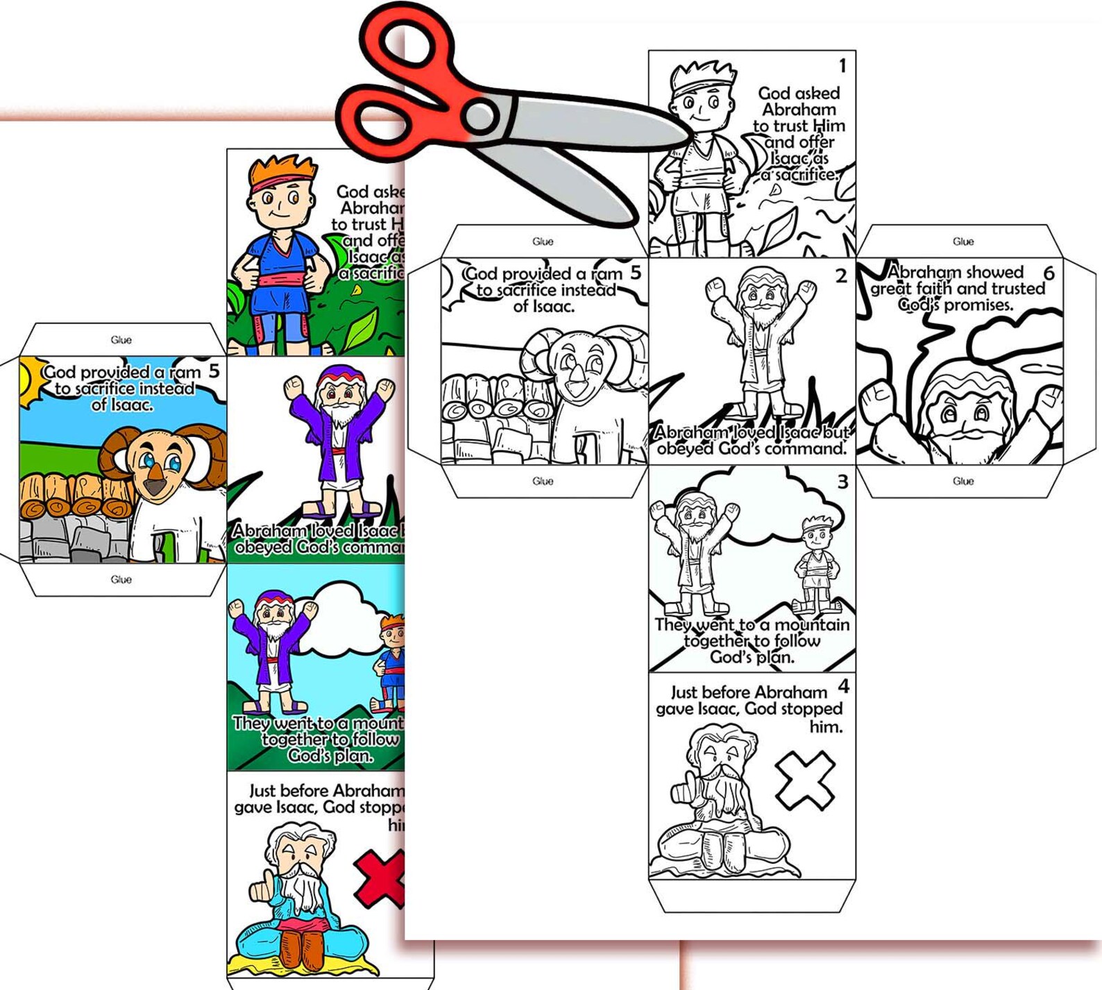 Isaac's Sacrifice Test Coloring Cube Craft, Memory Games, Bible Craft ...