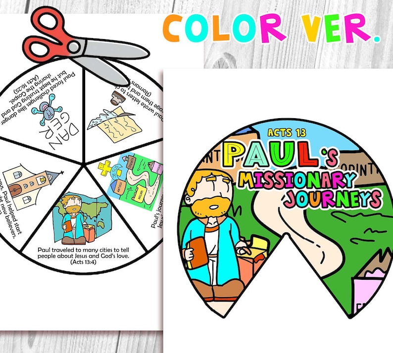 Paul’s Missionary Journeys Spinner Coloring Wheel Bible Craft: Sunday ...