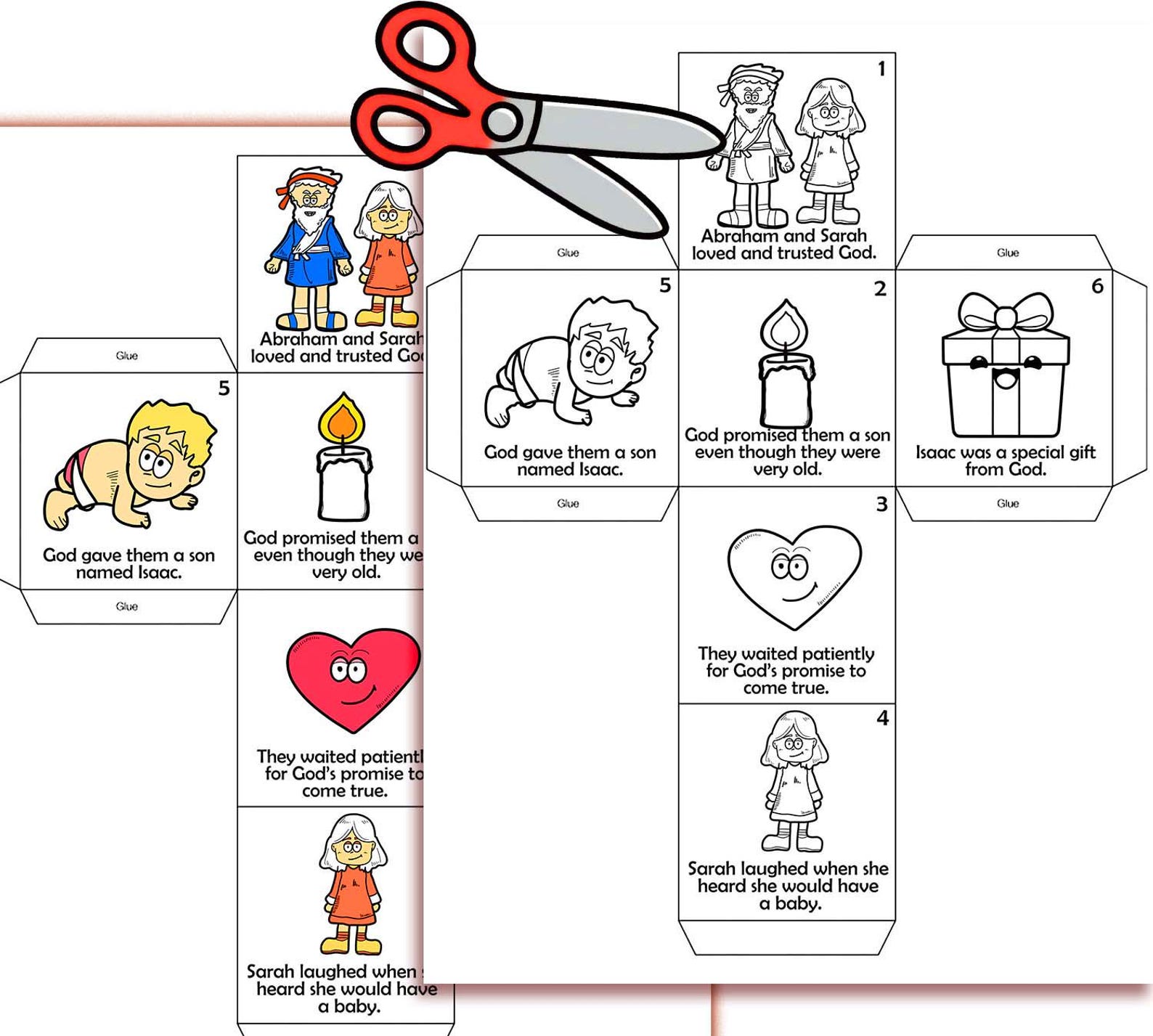 Abraham and Sarah Coloring Cube Craft, Memory Games, Bible Craft for Kids, Bible Study Lesson ...