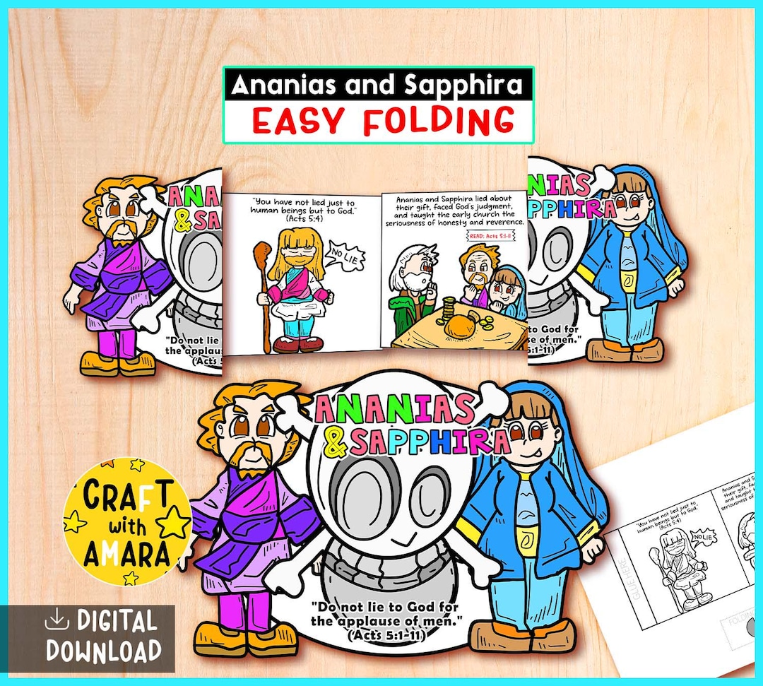 Ananias and Sapphira Easy Coloring Folding Surprise Bible Craft ...