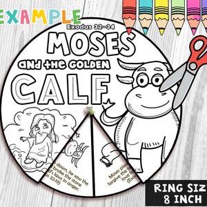 Moses and the Golden Calf Spinner Coloring Wheel, Bible Activity, Kids ...