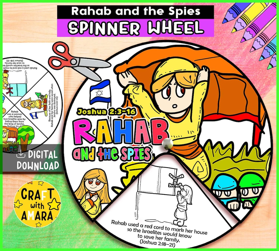 Rahab and the Spies Spinner Coloring Wheel Craft: Bible Lesson Study ...