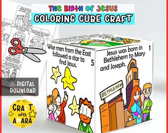 The Birth of Jesus Coloring Cube Bible Craft: Christmas Nativity ...