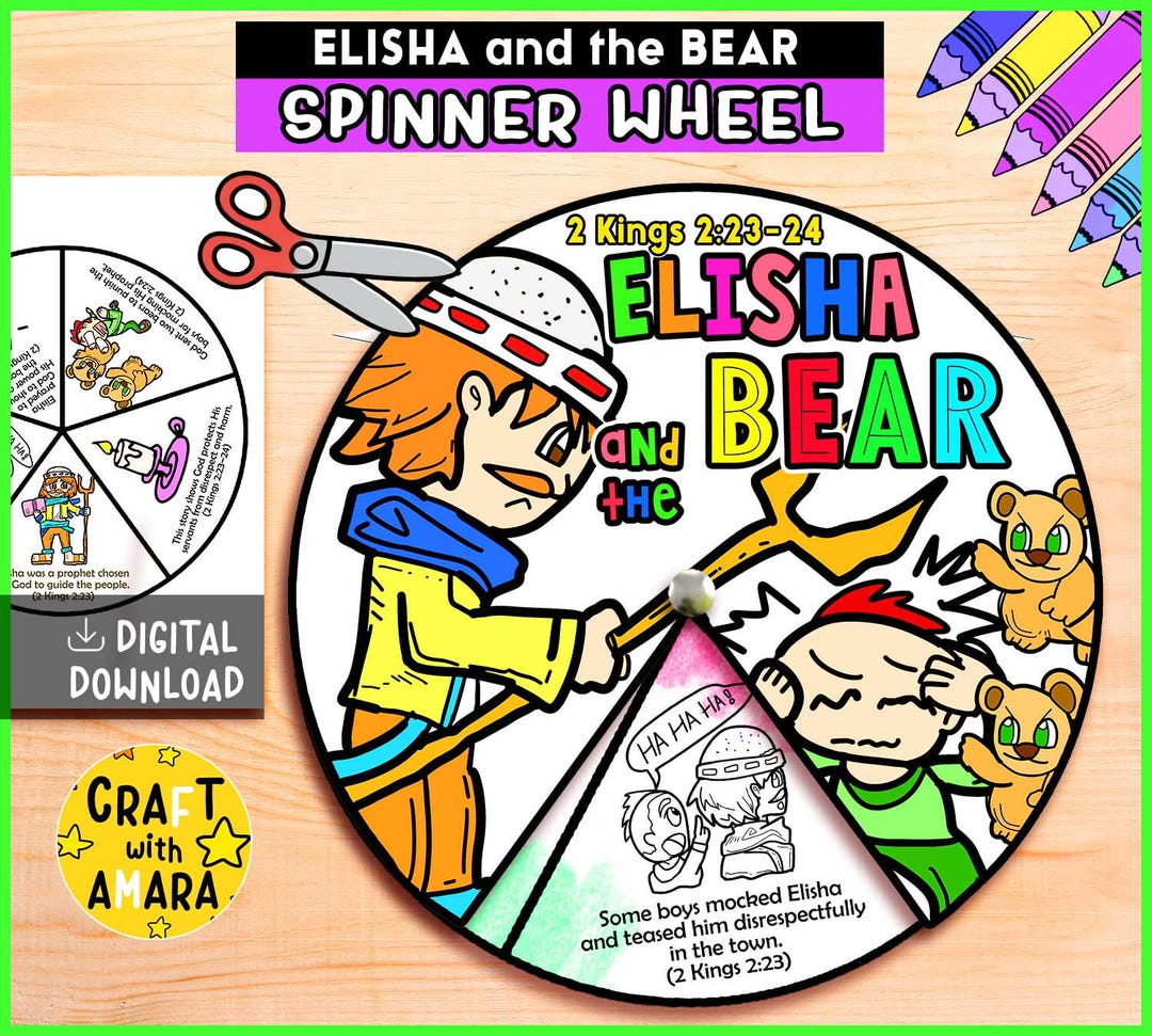 Elisha and the Bears Spinner Coloring Wheel Craft: Bible Activity for ...