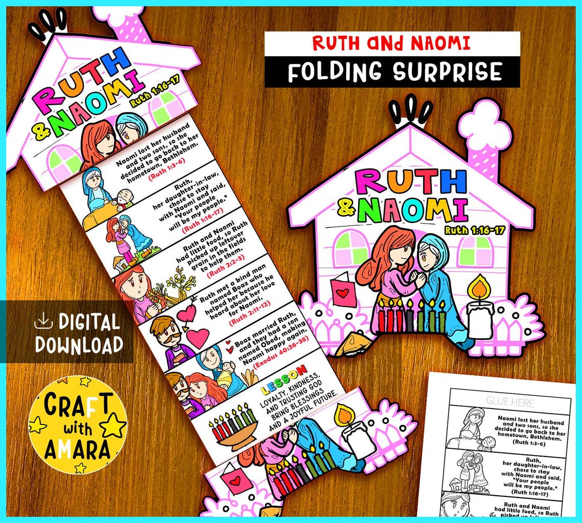 Ruth and Naomi Folding Surprise Bible Craft: Bible Study Lesson, Sunday ...