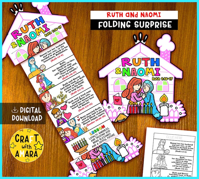 Ruth and Naomi Folding Surprise Bible Craft: Bible Study Lesson, Sunday ...