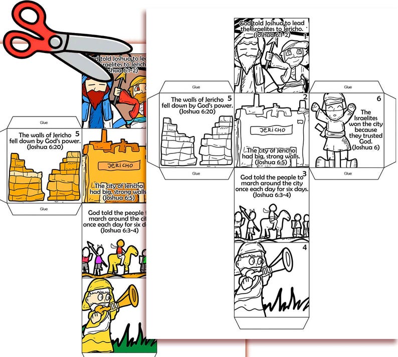 Joshua and the Battle of Jericho Coloring Cube: Bible Story Craft ...