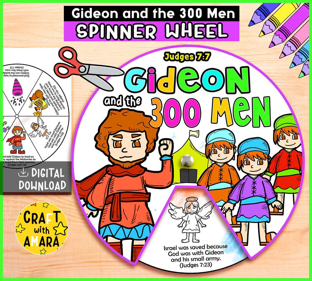 Gideon and the 300 Men Spinner Coloring Wheel, Bible Activity, Kids ...