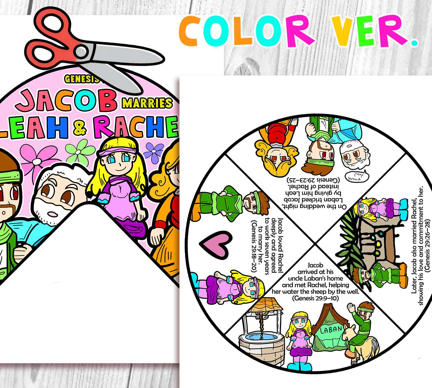 Jacob Marries Leah and Rachel Spinner Coloring Wheel: Bible Lesson ...