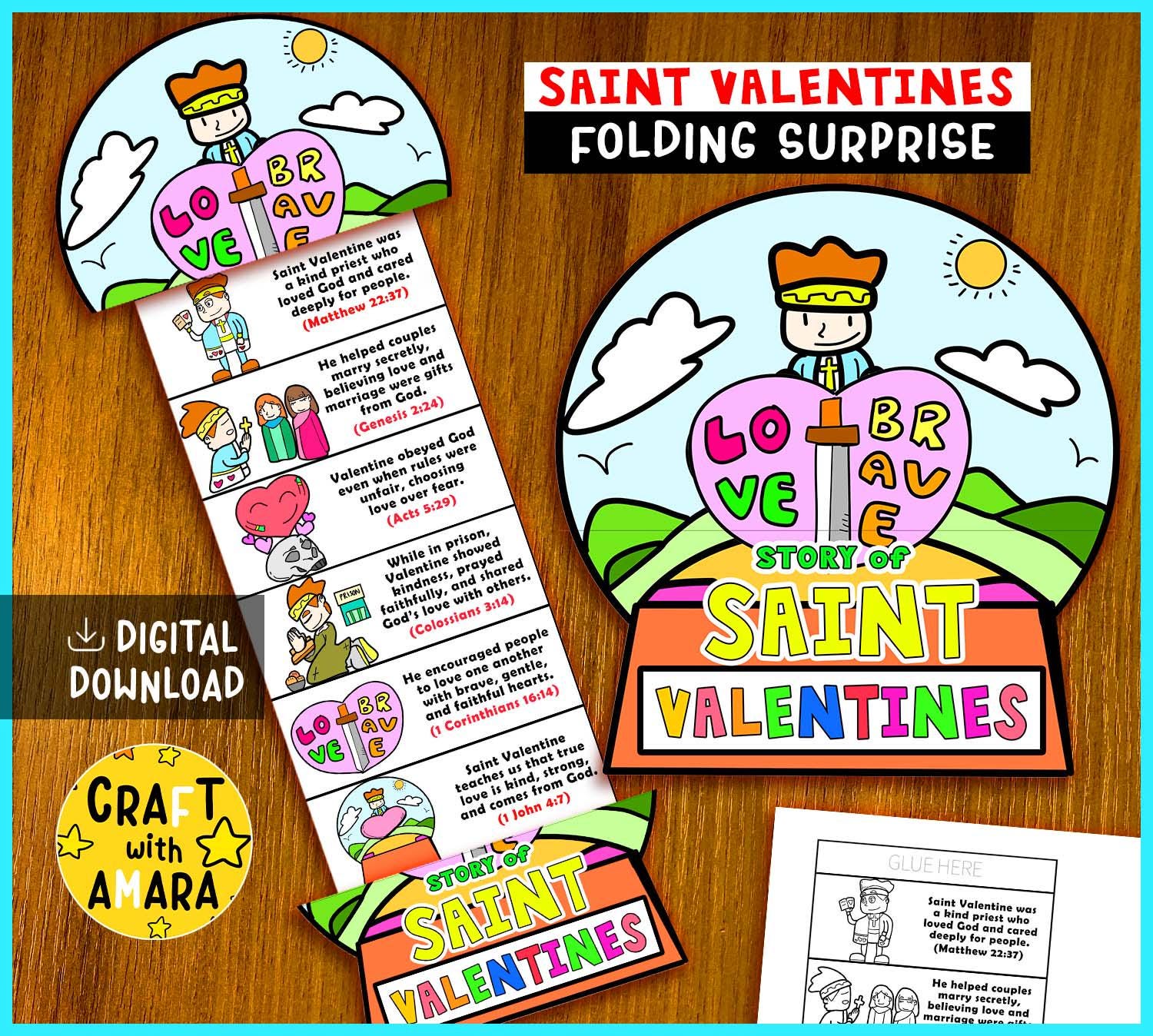 Story of SAINT VALENTINES Folding Surprise Craft: Valentine's Day ...