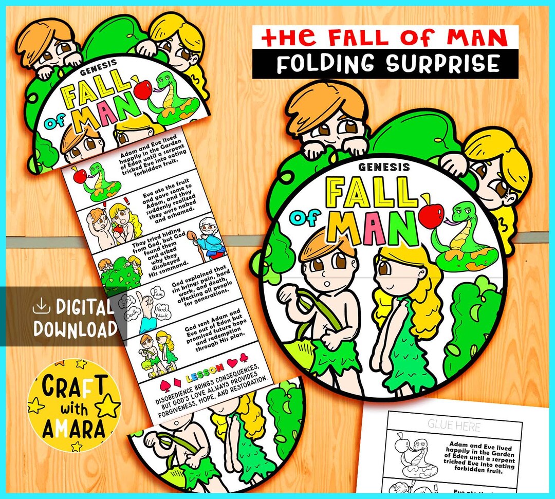 The Fall of Man Folding Surprise Bible Craft: Adam & Eve, Genesis ...