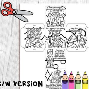 King Saul's Disobedience Coloring Cube Craft: Memory Games, Bible Study ...