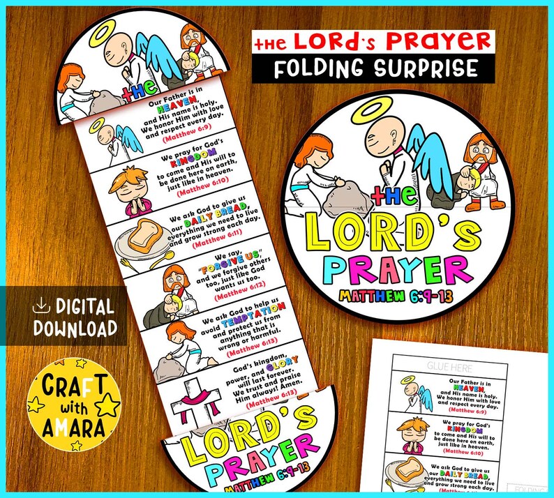 The Lord's Prayer Folding Surprise Bible Craft, Bible Lesson, Memory ...