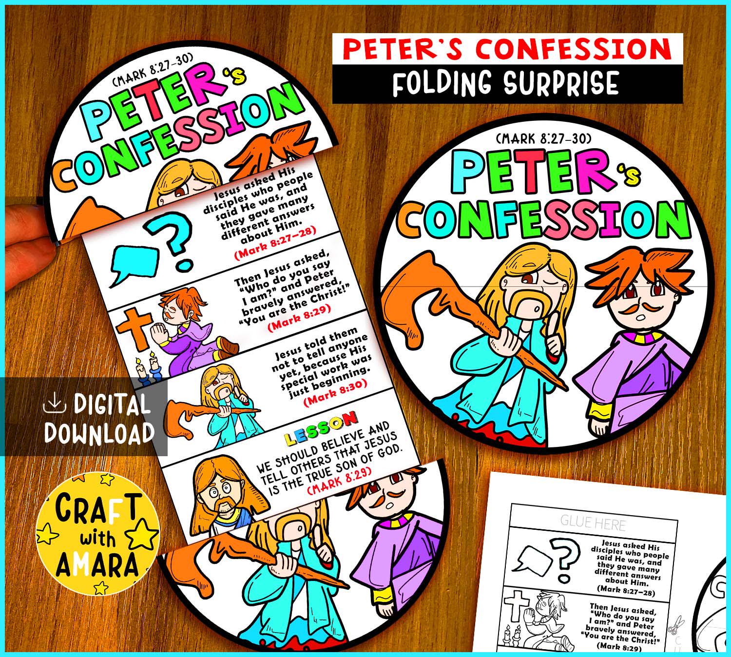 Peter’s Confession Folding Surprise Bible Craft: Children Ministry ...