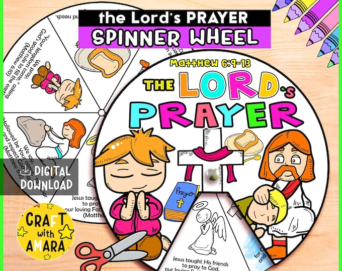 The Lord's Prayer Spinner Coloring Wheel, Bible Activity, Kids Bible ...