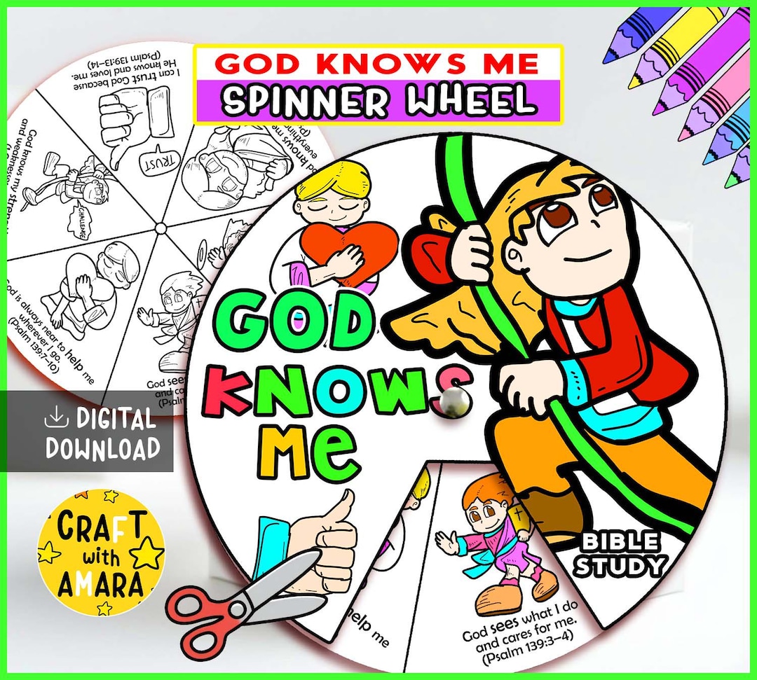 God Knows Me Spinner Coloring Wheel Craft: Christian Faith, Bible ...