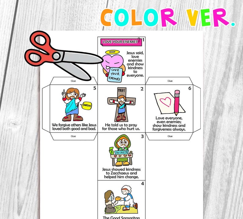 Love Your Enemies Coloring Cube Bible Craft: Bible Lesson Study Guide ...