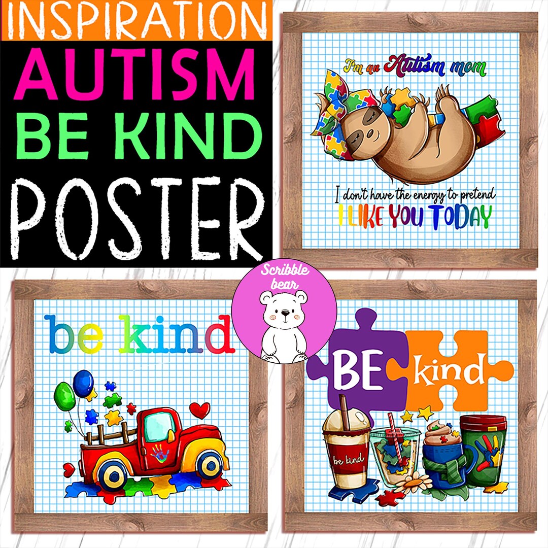 Autism Be Kind Awareness Posters, ADHD Neurodiversity Special Education ...