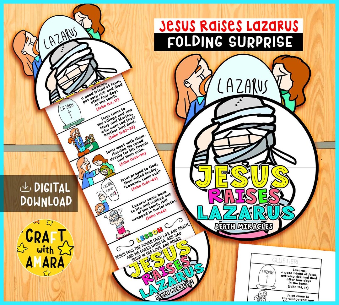 Jesus Raises Lazarus From the Dead Folding Surprise Bible Craft: Jesus ...