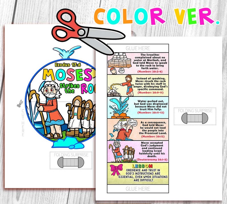 Moses Strikes the Rock Folding Surprise Craft: Bible Study Lesson ...