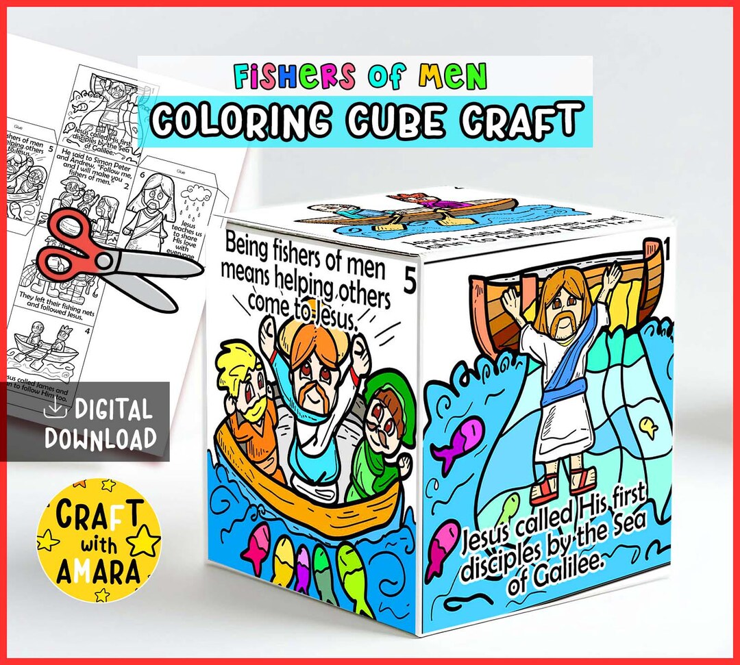 Fishers of Men Coloring Cube Craft, Memory Games, Bible Study Lesson ...