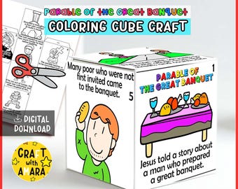 Parable of the Great Banquet Coloring Cube Bible Craft: Memory Games ...