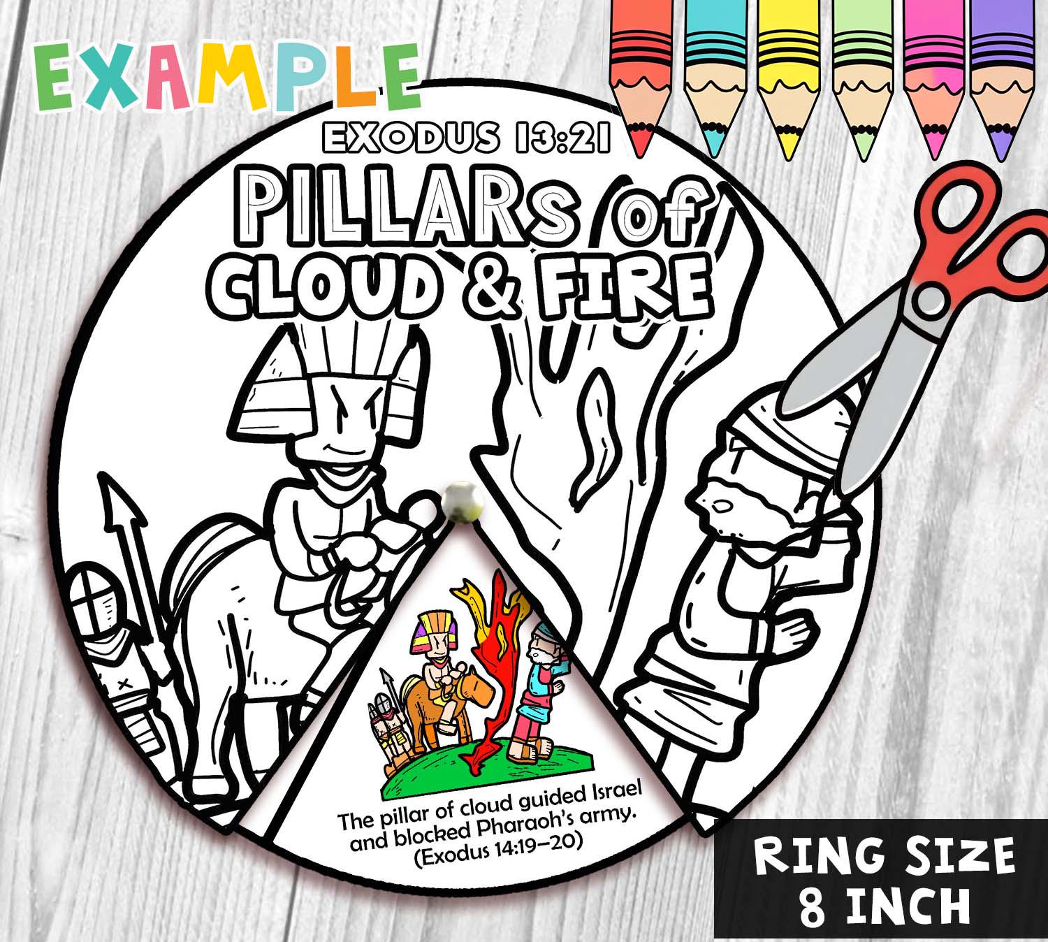 Pillars of Cloud and Fire Spinner Coloring Wheel Craft: Bible Lesson ...
