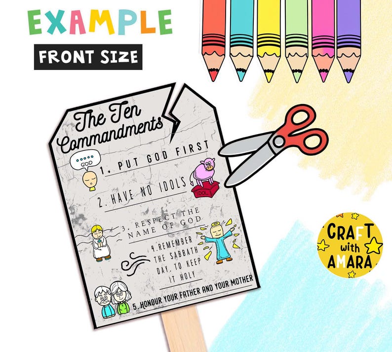 The Ten Commandments Fan Craft: Bible Sunday School Church Coloring ...