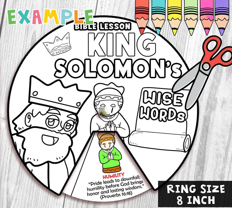 King Solomon's Wise Words Spinner Wheel Coloring Craft: Bible Story ...