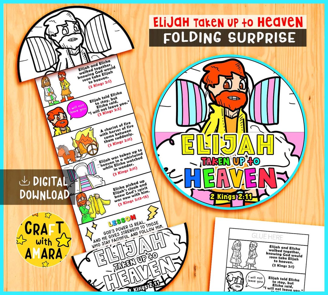 Elijah Taken up to Heaven Folding Surprise Bible Craft, Bible Lesson ...