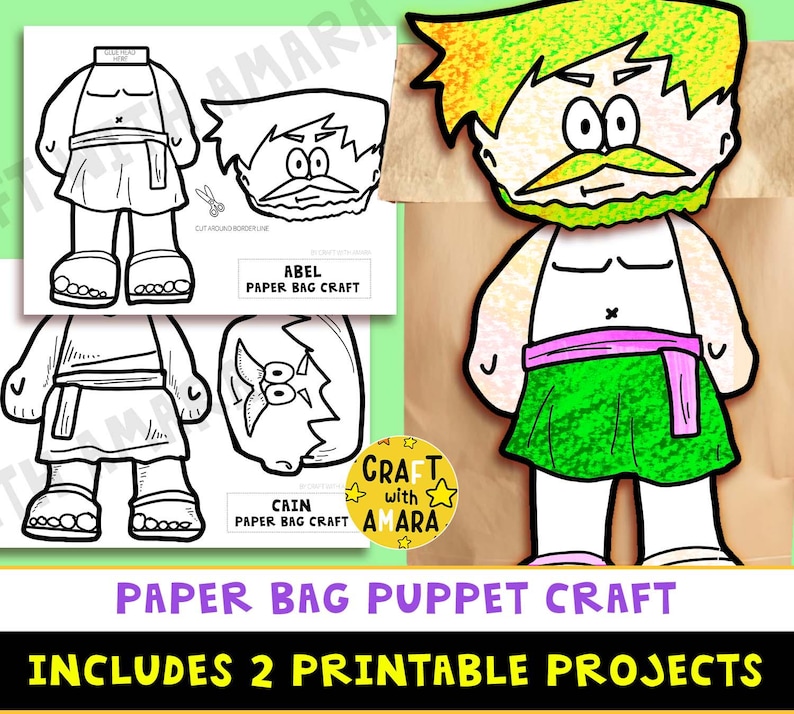 Cain and Abel Paper Bag Puppet Craft: Bible Lesson Activity, Sunday ...