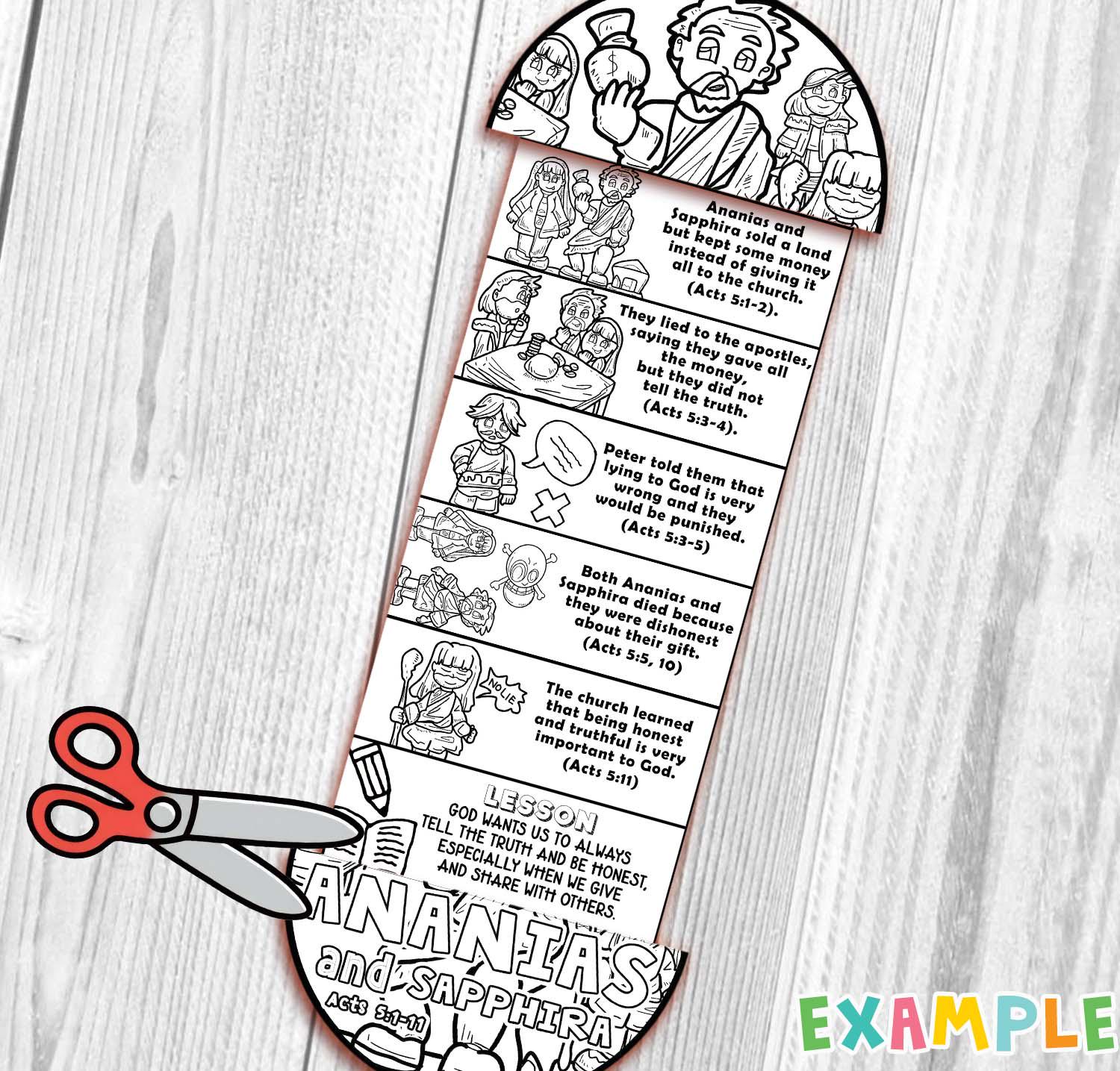 Ananias and Sapphira Folding Surprise Bible Craft, Bible Study Guide ...