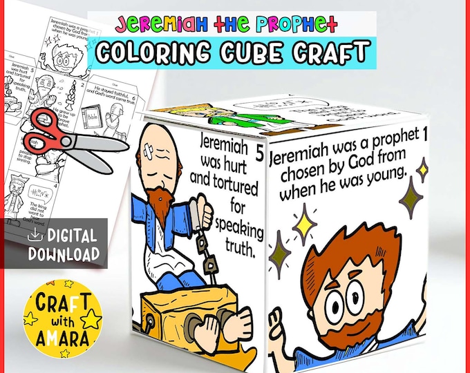 Jeremiah the Prophet Coloring Cube Craft, Memory Games, Bible Craft for ...
