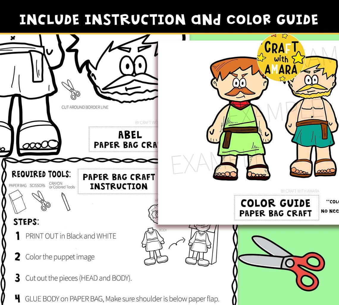 Cain and Abel Paper Bag Puppet Craft: Bible Lesson Activity, Sunday ...