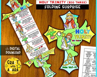 Holy Trinity (big Three) Coloring Cube Craft, Holy Spirit, Bible Verse ...