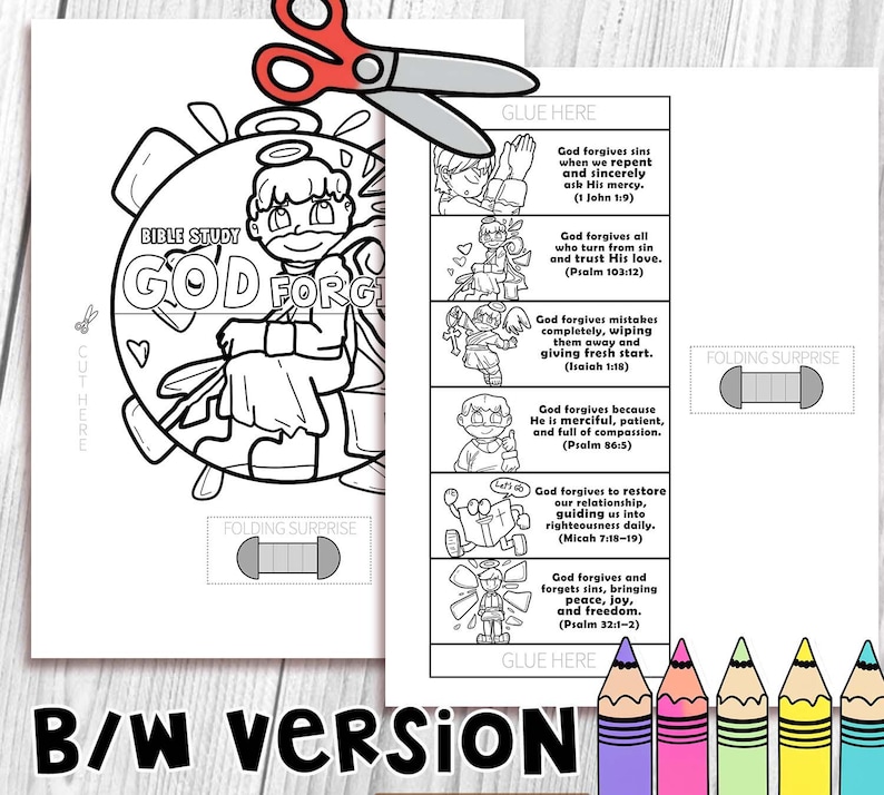 God Forgives Folding Surprise Coloring Craft: Christian Faith, Bible ...