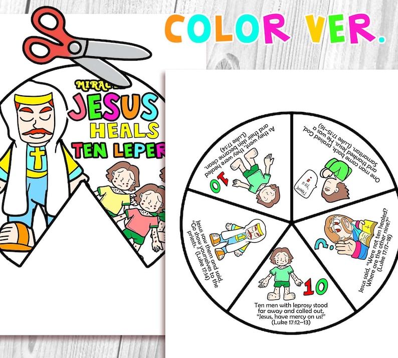 Jesus Heals Ten Lepers Spinner Coloring Wheel Bible Craft: Jesus ...