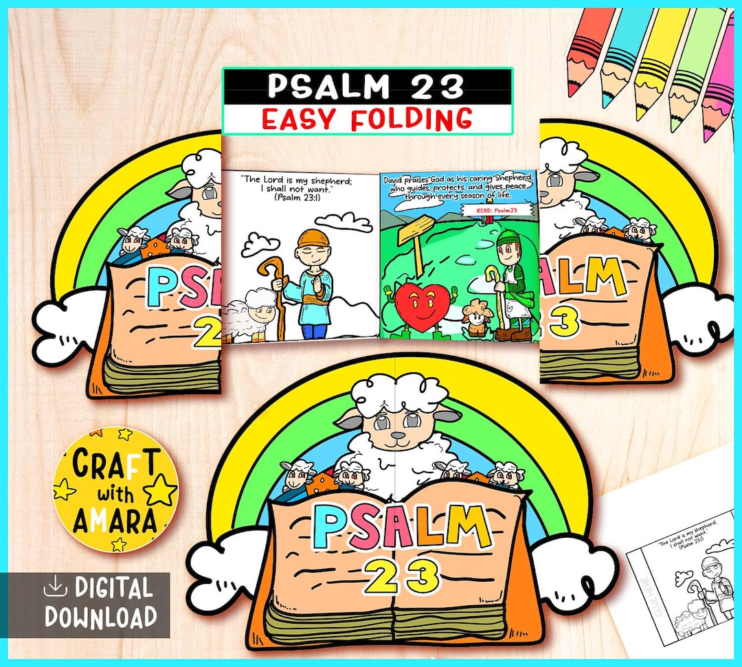 PSALM 23 the Lord is My Shepherd Easy Coloring Folding Surprise Bible ...