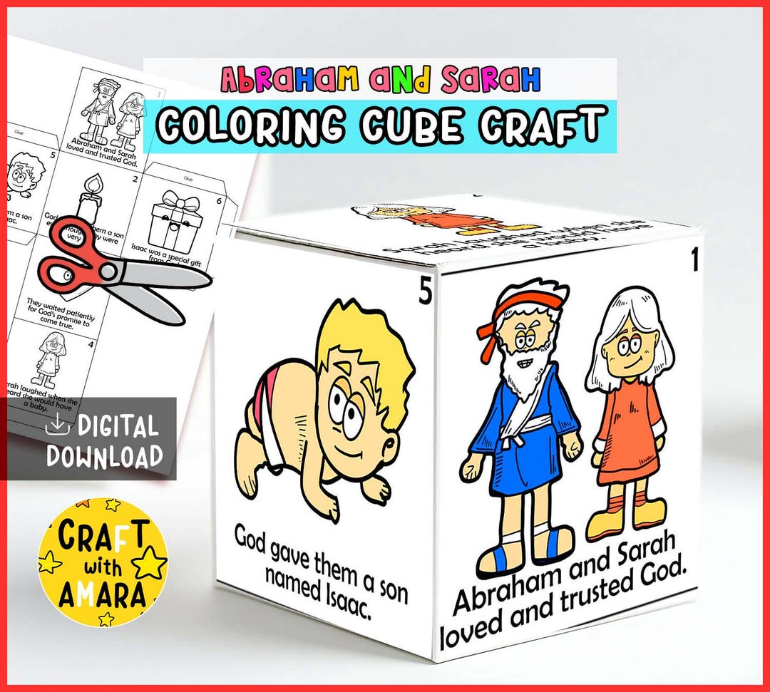 Abraham and Sarah Coloring Cube Craft, Memory Games, Bible Craft for ...