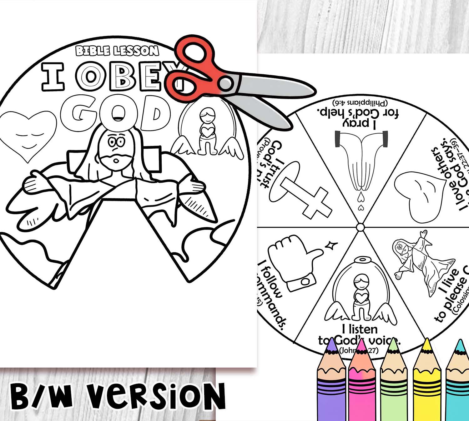 I Obey God Spinner Coloring Wheel, Bible Activity, Identity in Christ ...