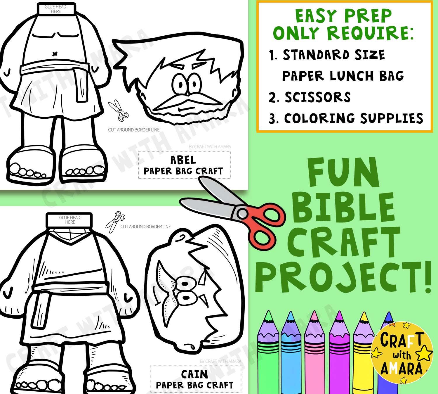 Cain and Abel Paper Bag Puppet Craft: Bible Lesson Activity, Sunday ...