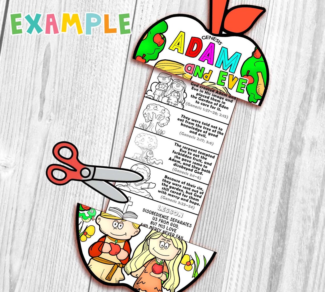 Adam and Eve Folding Surprise Bible Craft, Genesis, Bible Lesson ...