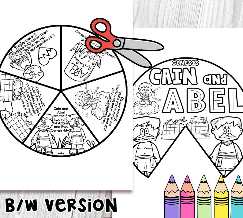 Cain and Abel Spinner Coloring Wheel, Bible Activity, Kids Bible Lesson ...