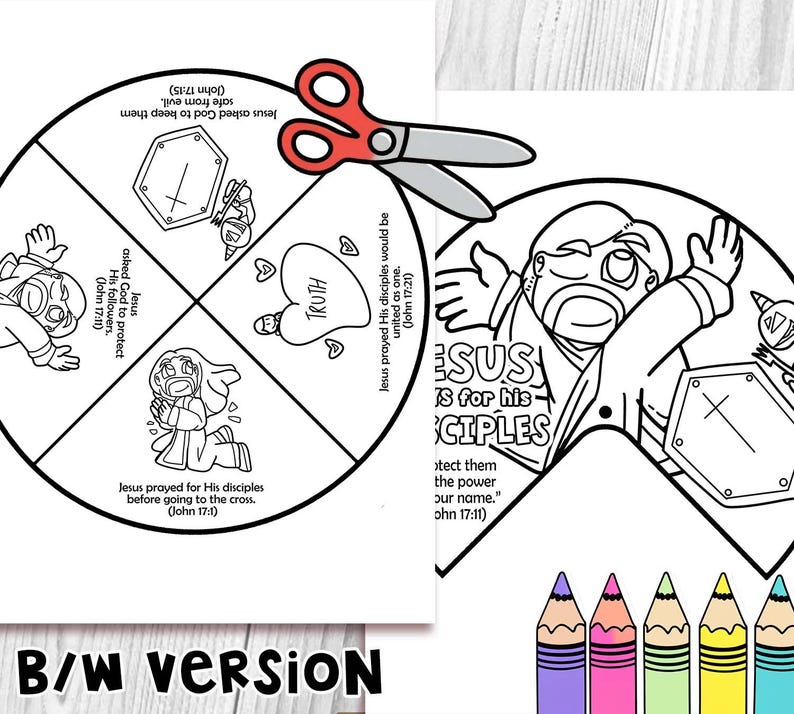 Jesus Prays for His Disciples Spinner Coloring Wheel Bible Craft ...
