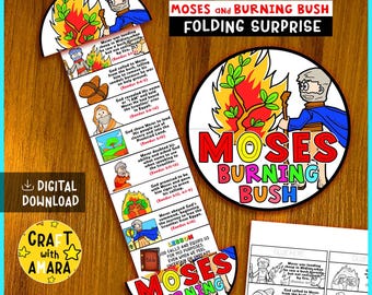 Moses and Burning Bush Folding Surprise Bible Craft: Bible Lesson Study ...